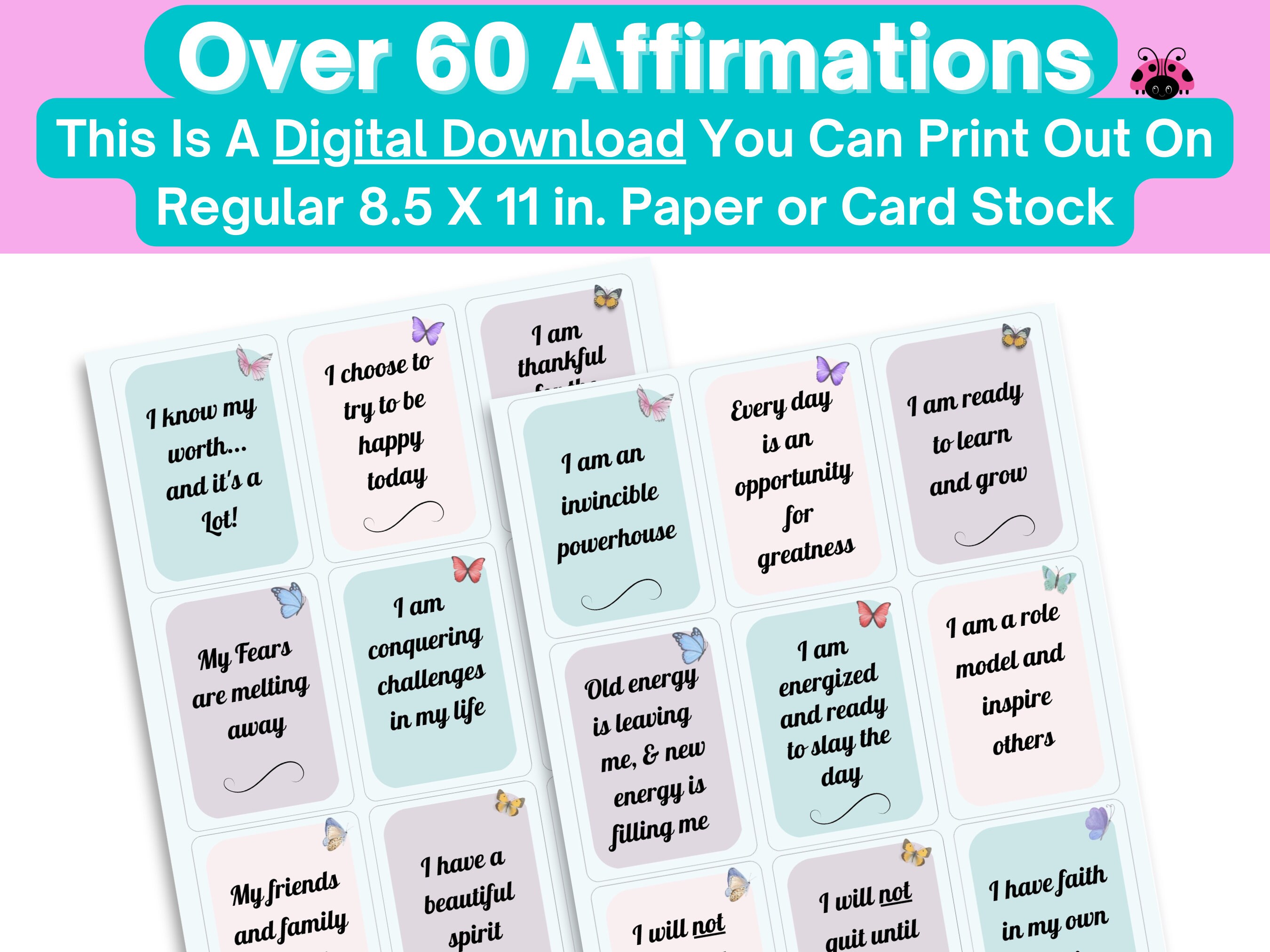 Printable Affirmation Cards for Women / Self Help Cards / 60+ Printable ...