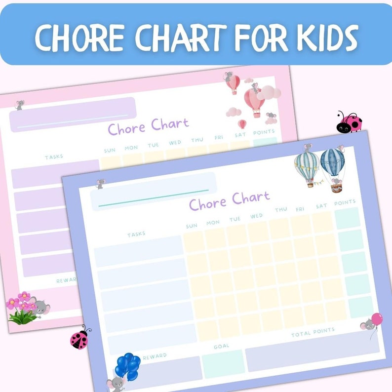 Chore Chart for Kids | Kids Chore Chart | Printable Chore Chart | 8 ...