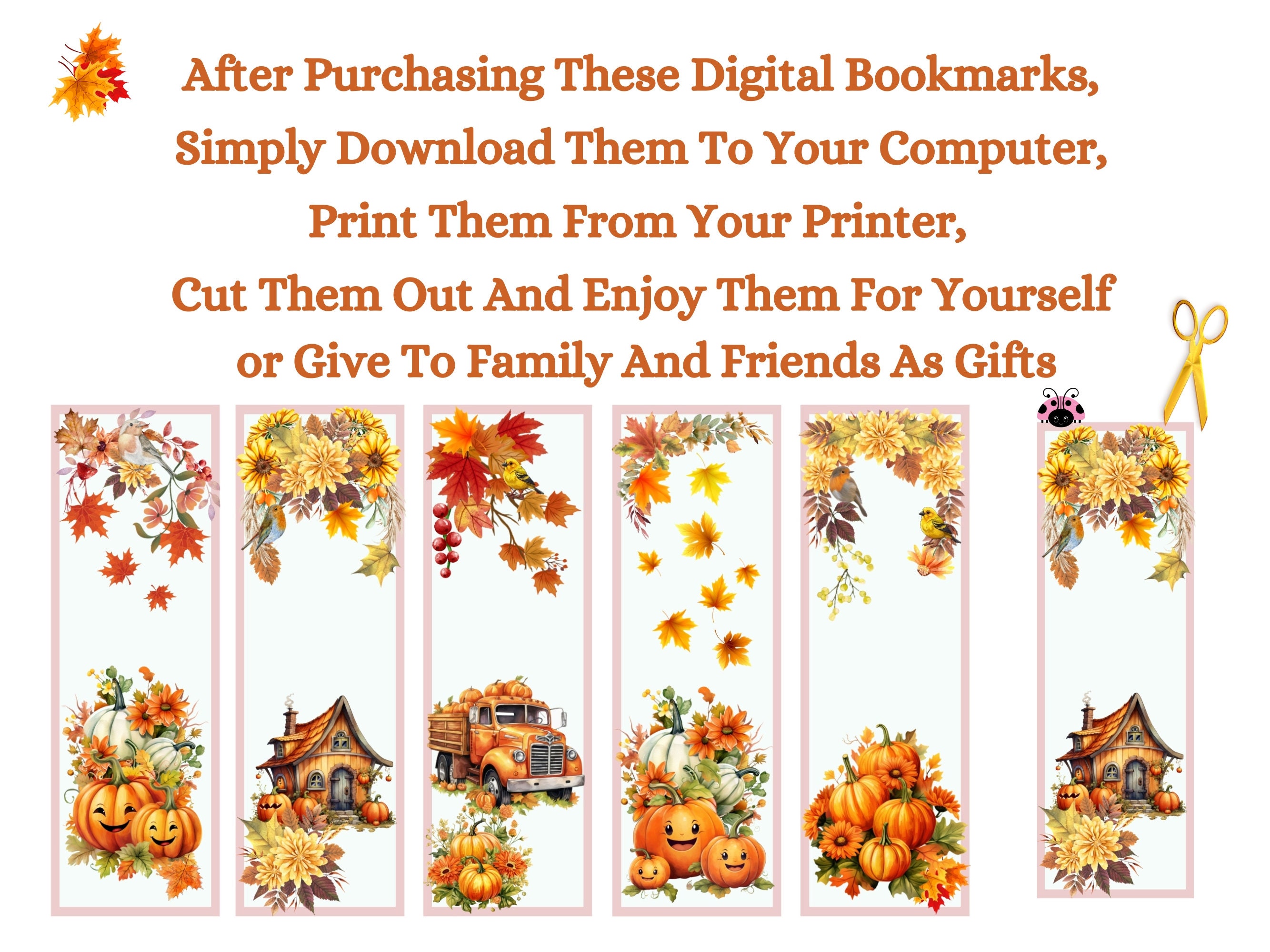 Beautiful Printable Fall Book Marks Bundle That Comes in A4 & US Letter ...