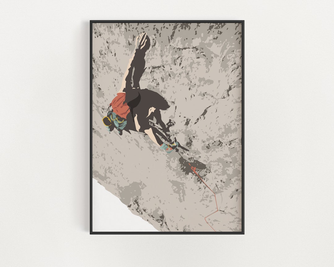 Rock Climbing Poster - Woman Rock Climber Art - Etsy