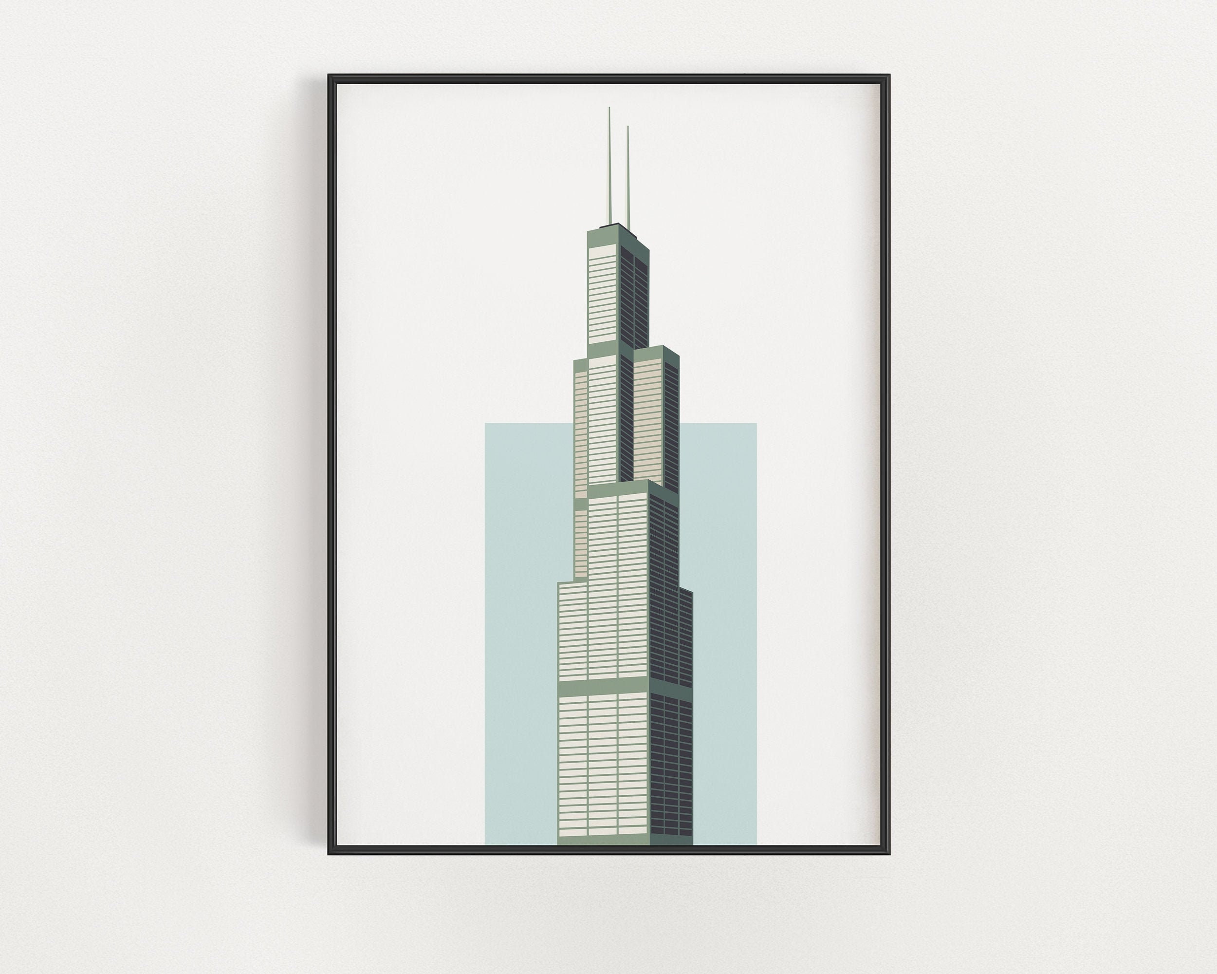 Chicago Skyscraper Print - Willis Tower Architecture Poster - Etsy
