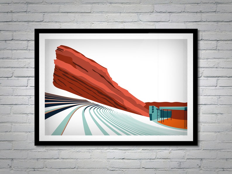 Red Rocks Amphitheatre Print Architecture Poster Colorado - Etsy