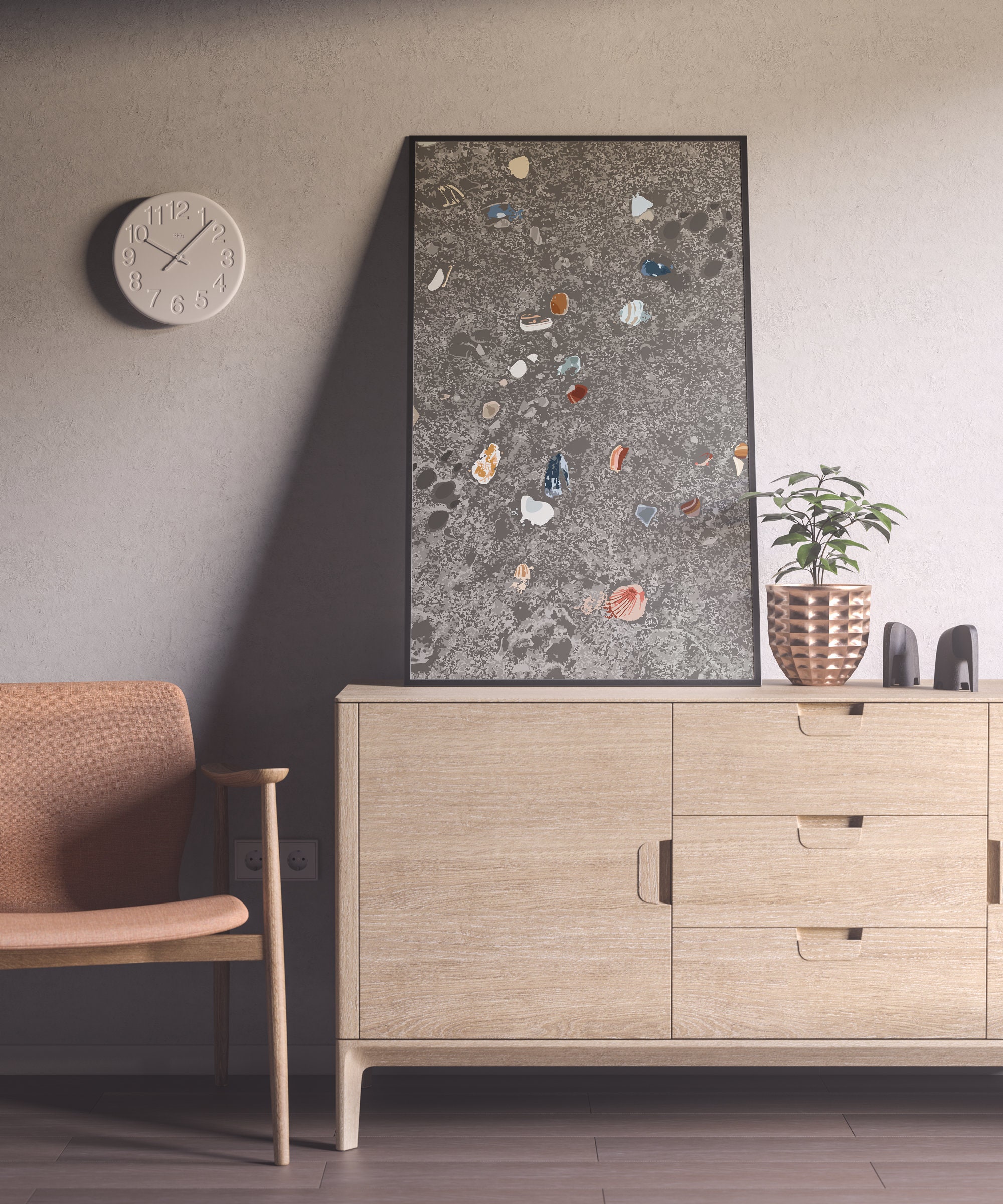 Seashell Wall Art Beach House Coastal Shells Print Dog Paw Prints in ...