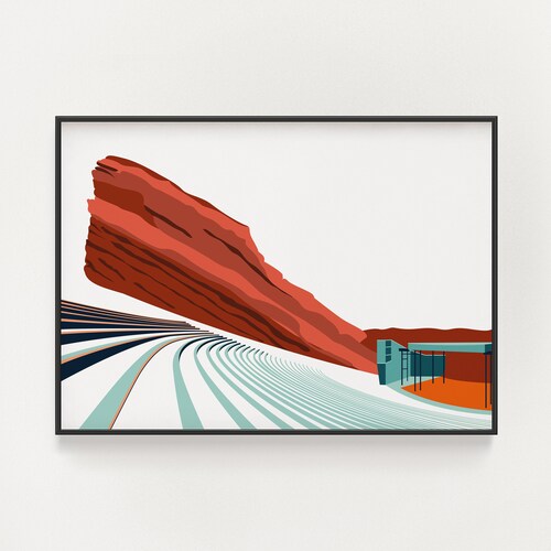 Red Rocks Amphitheatre Print Architecture Poster Colorado - Etsy