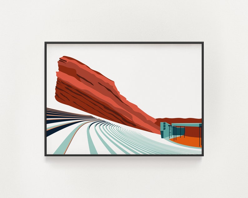 Red Rocks Amphitheatre Print Architecture Poster Colorado - Etsy
