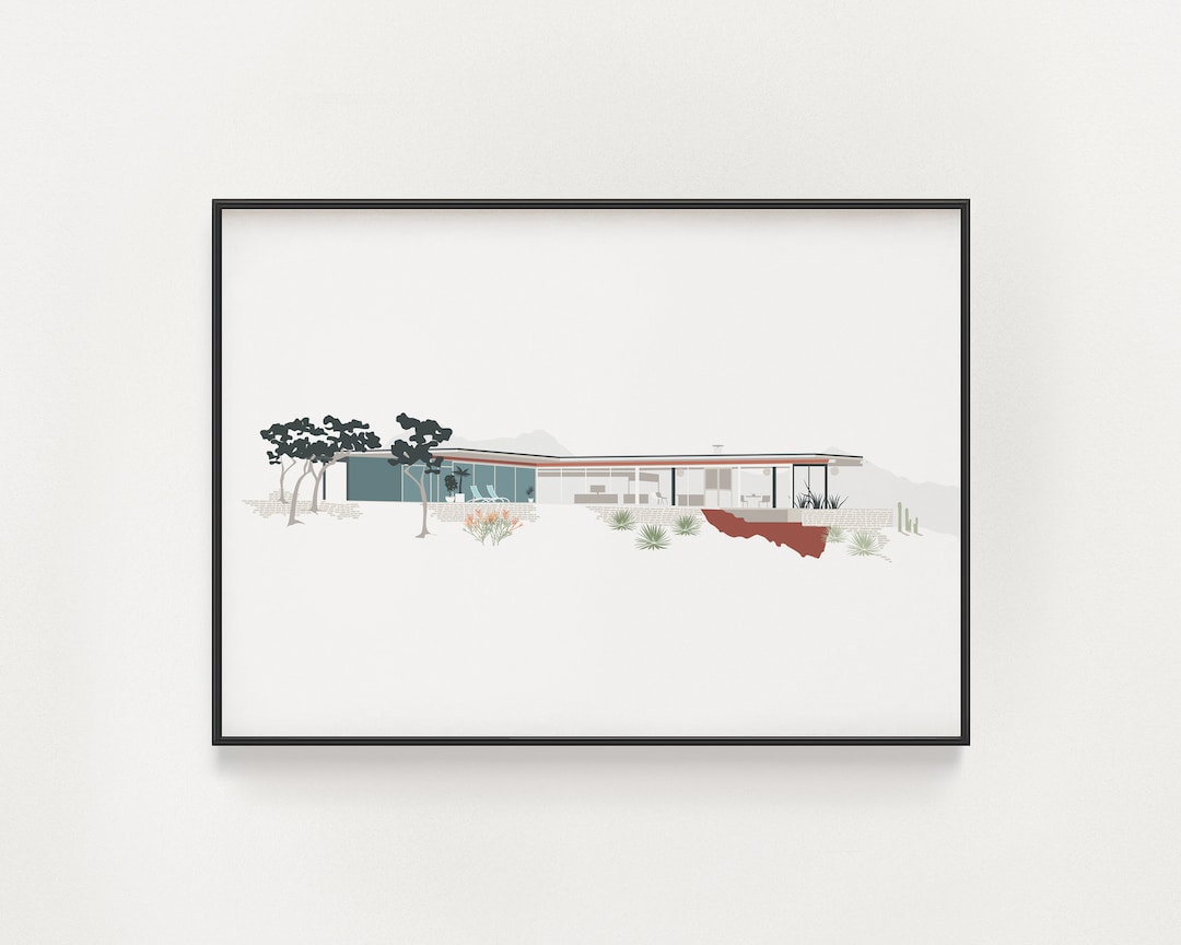 Stahl House Mid Century Modern Architecture Print - Pierre Koenig Case ...