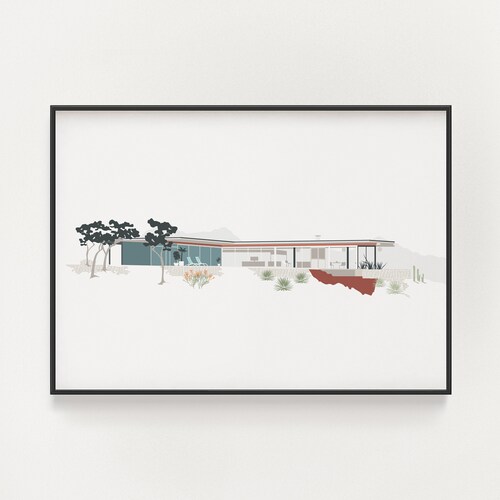 Stahl House Mid Century Modern Architecture Print Pierre - Etsy