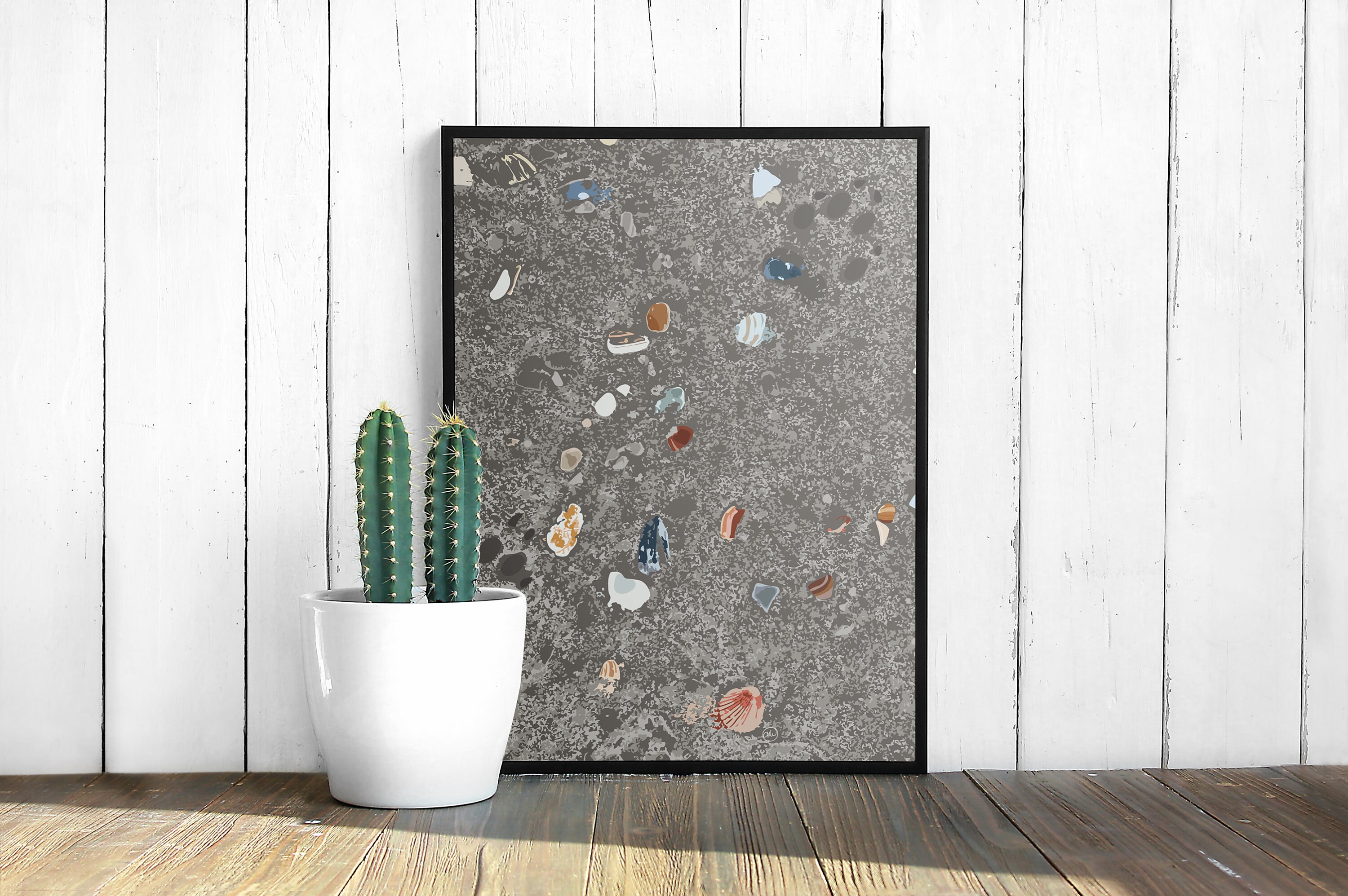 Seashell Wall Art Beach House Coastal Shells Print Dog Paw Prints in ...