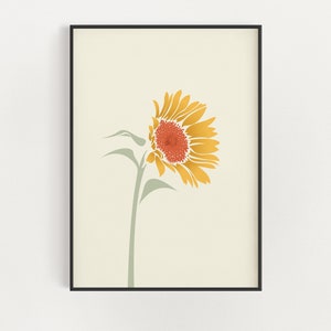 Sunflower Wall Art - Boho Flower Poster - Wildflowers Print - Plant ...