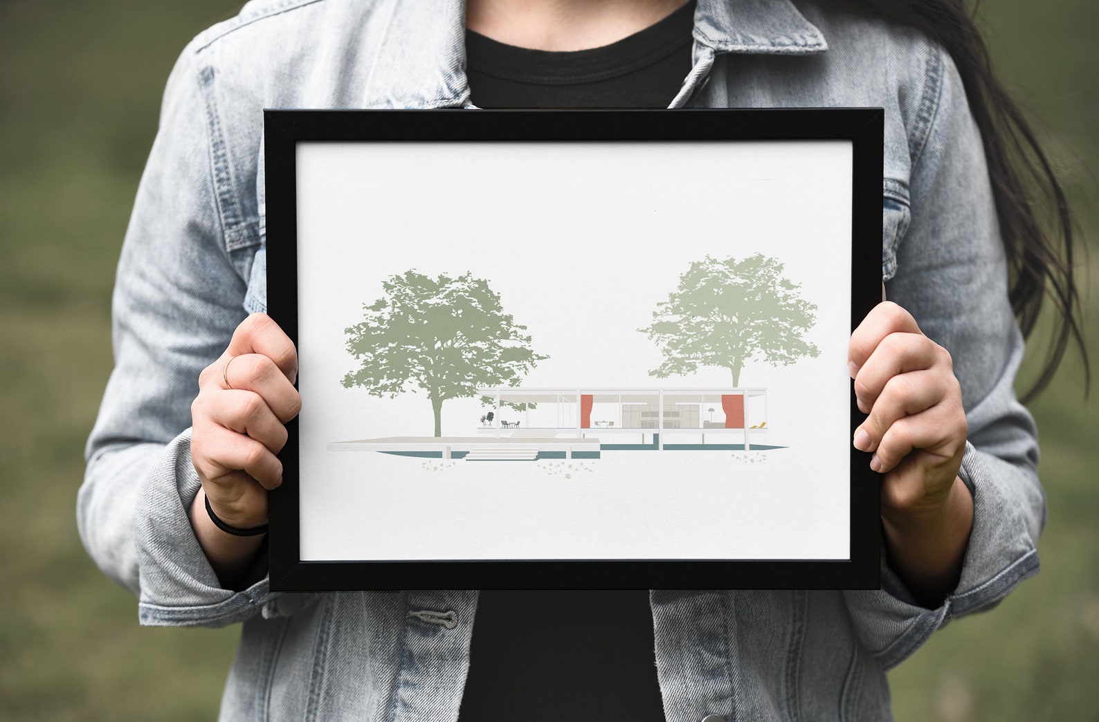 Farnsworth House Mid Century Modern Architecture Print Ludwig Mies Van ...