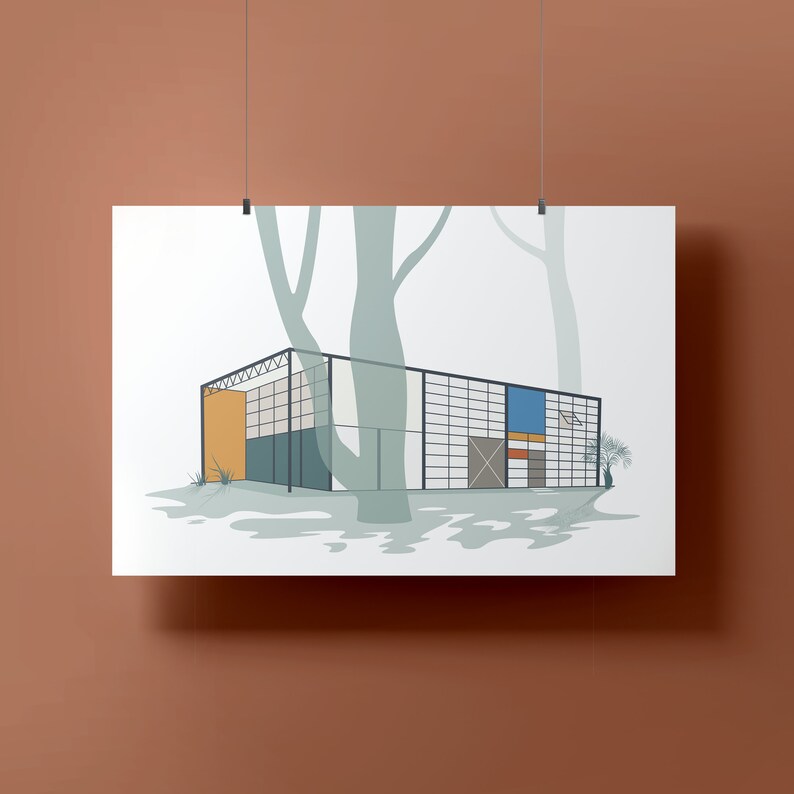 Eames House Print - Ray & Charles Eames Concept House No. 8 - Mid ...