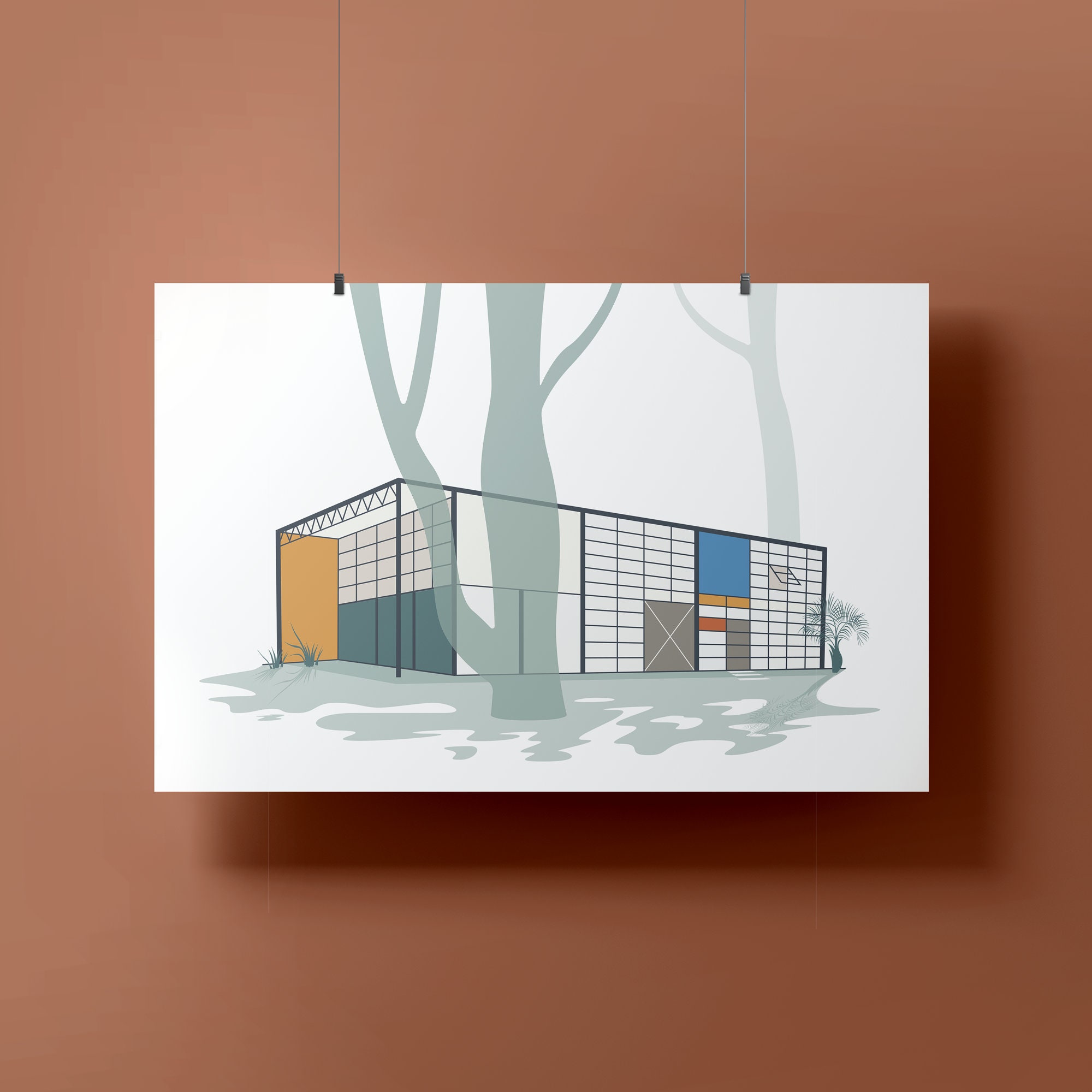 Eames House Print - Ray & Charles Eames Concept House No. 8 - Mid ...