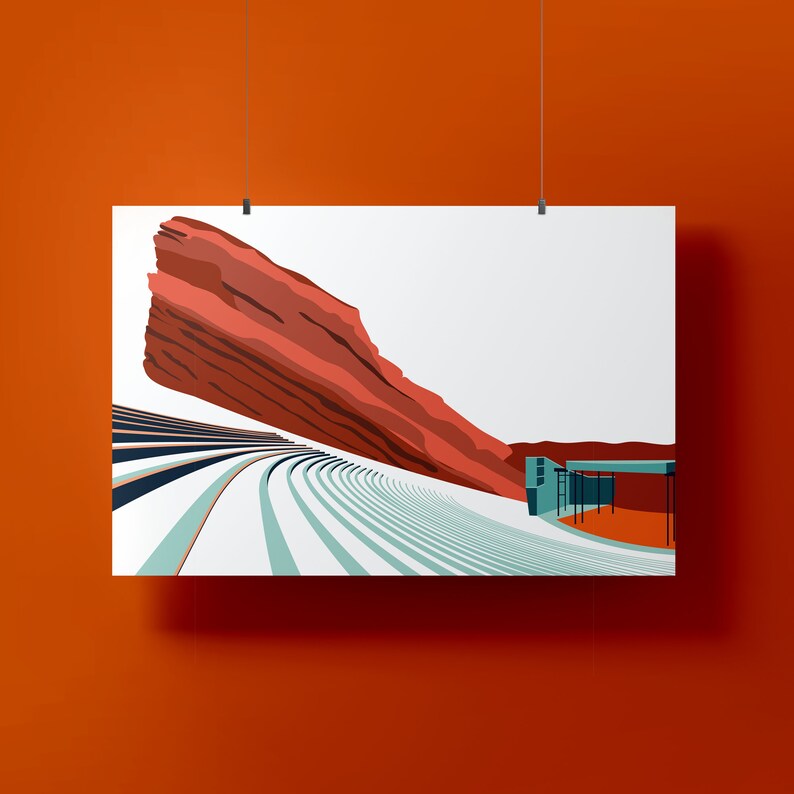 Red Rocks Amphitheatre Print Architecture Poster Colorado - Etsy