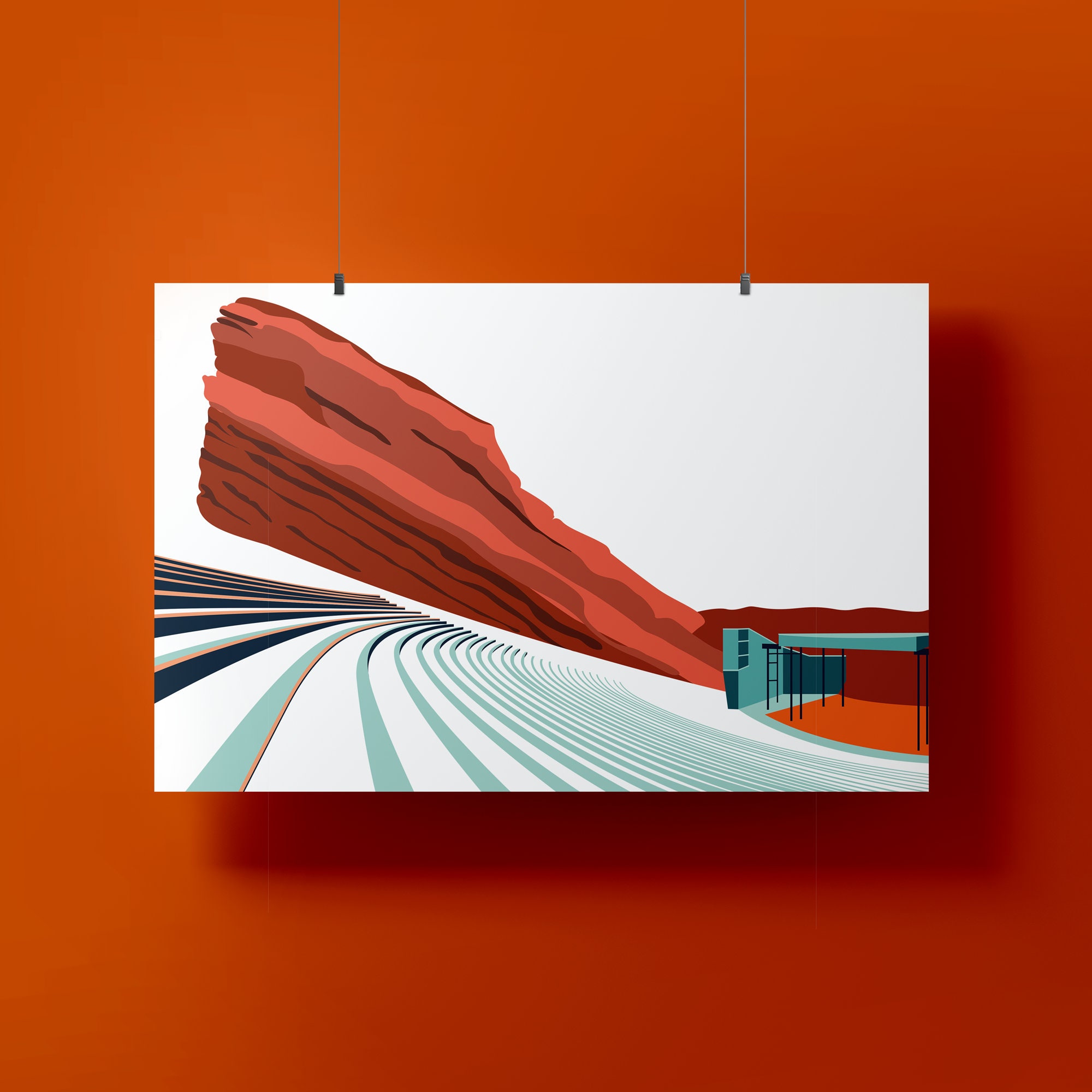 Red Rocks Amphitheatre Print Architecture Poster Colorado - Etsy