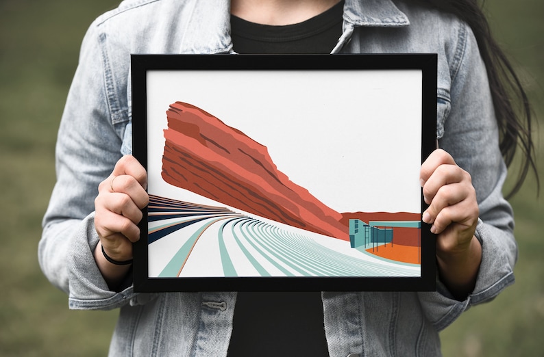 Red Rocks Amphitheatre Print Architecture Poster Colorado - Etsy