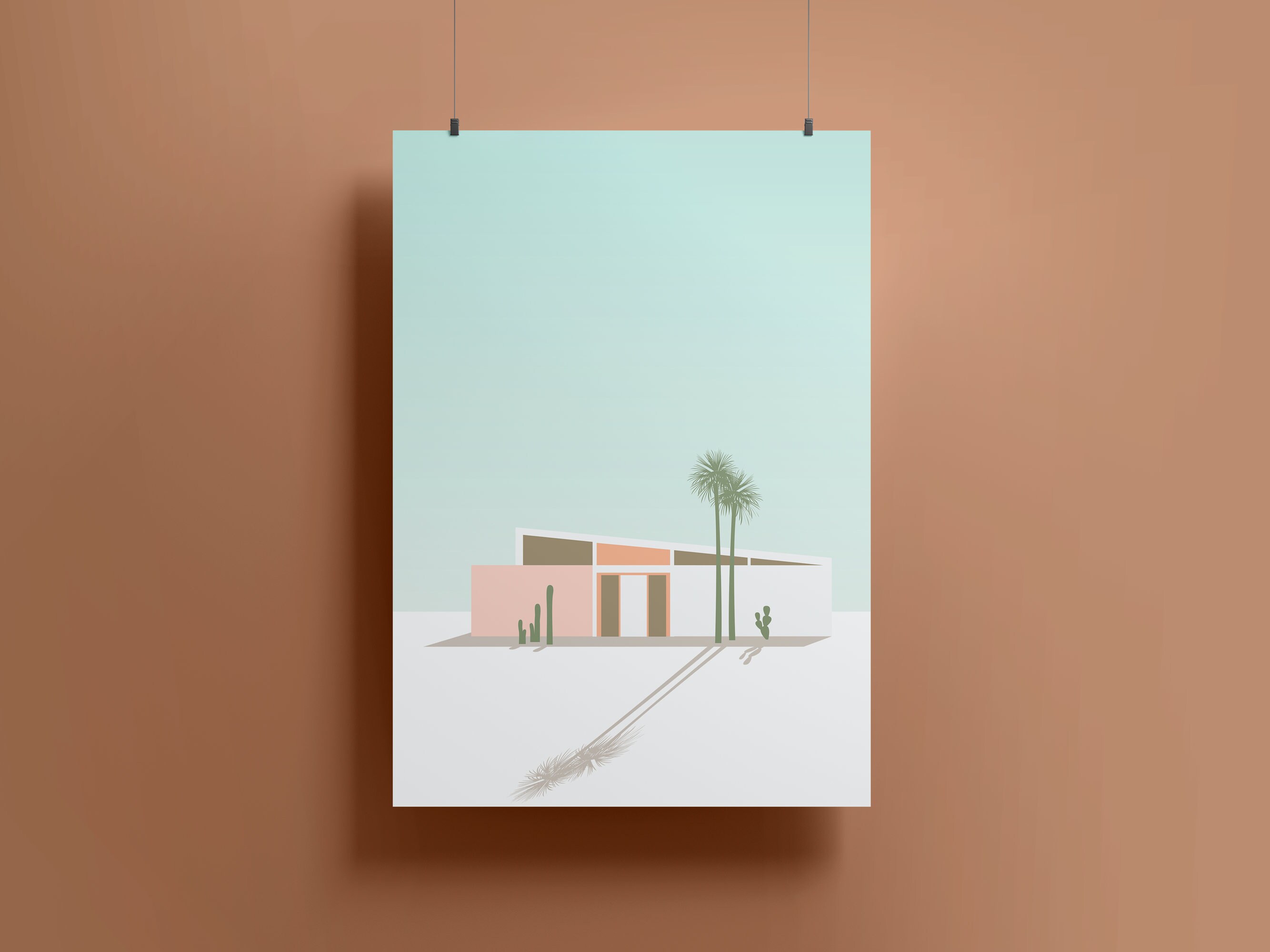 Palm Springs Art Midcentury Modern House Poster California Architecture ...