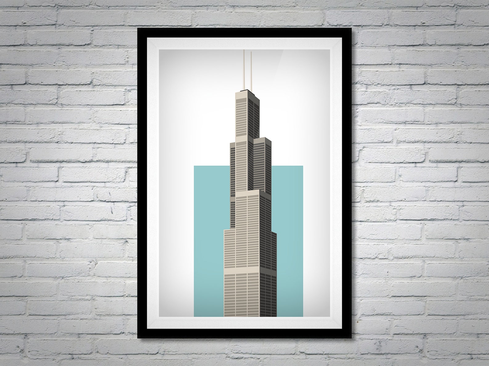 Chicago Skyscraper Print Architecture Poster Skyscraper Wall Art Blue ...