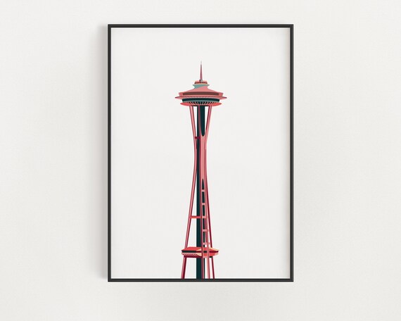 Seattle Space Needle Print Architecture Poster Seattle - Etsy