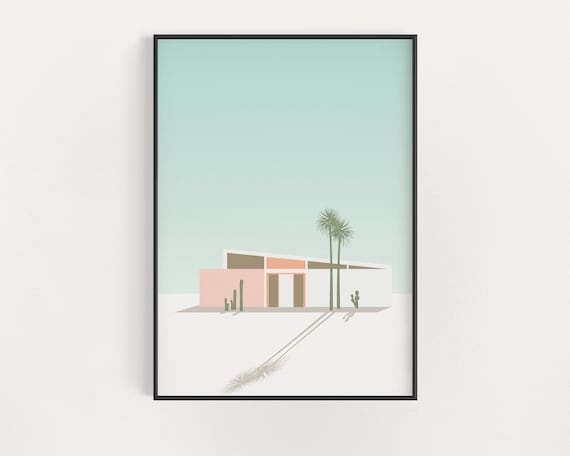 Palm Springs Art Midcentury Modern House Poster California | Etsy