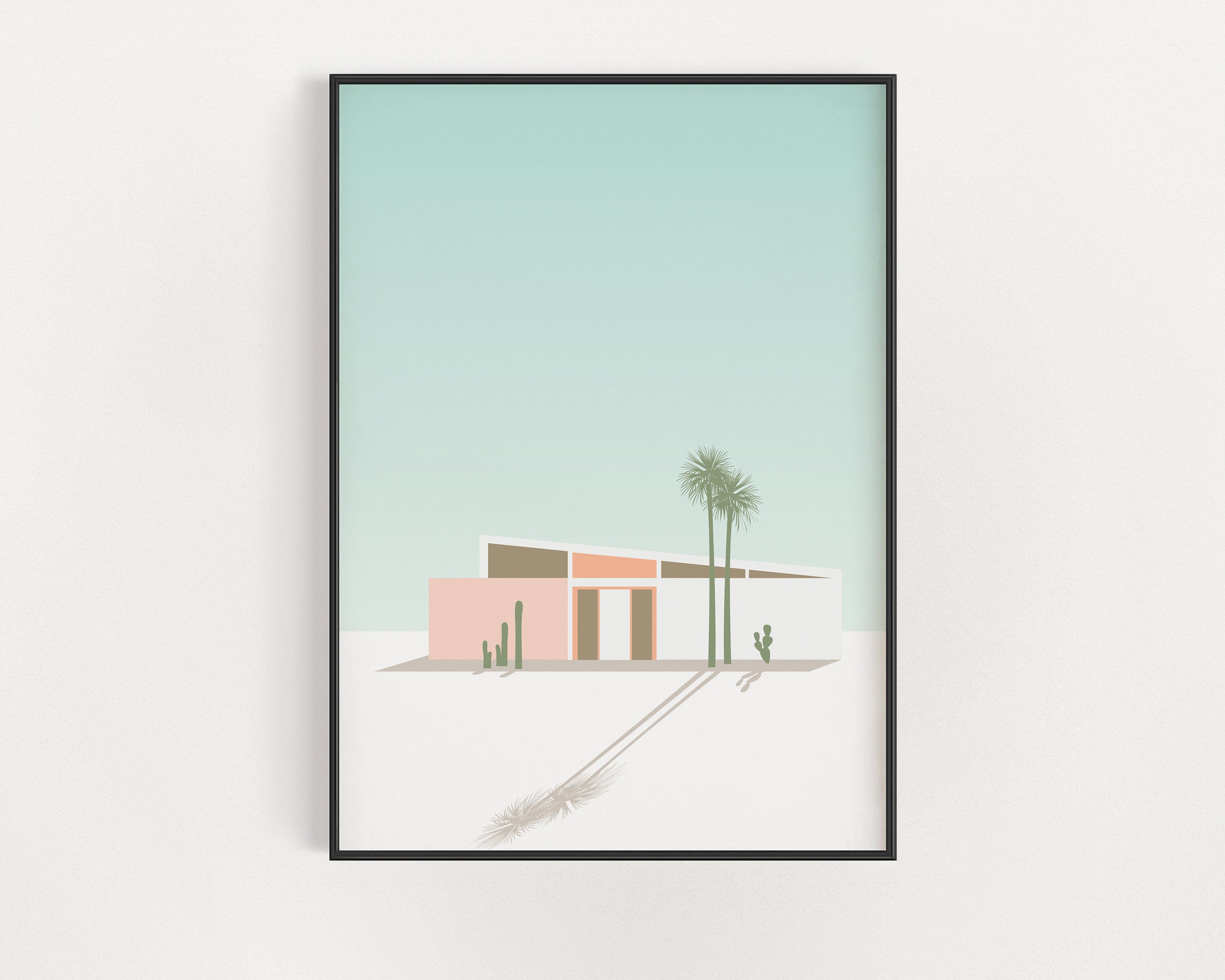 Palm Springs Art Midcentury Modern House Poster California Architecture ...