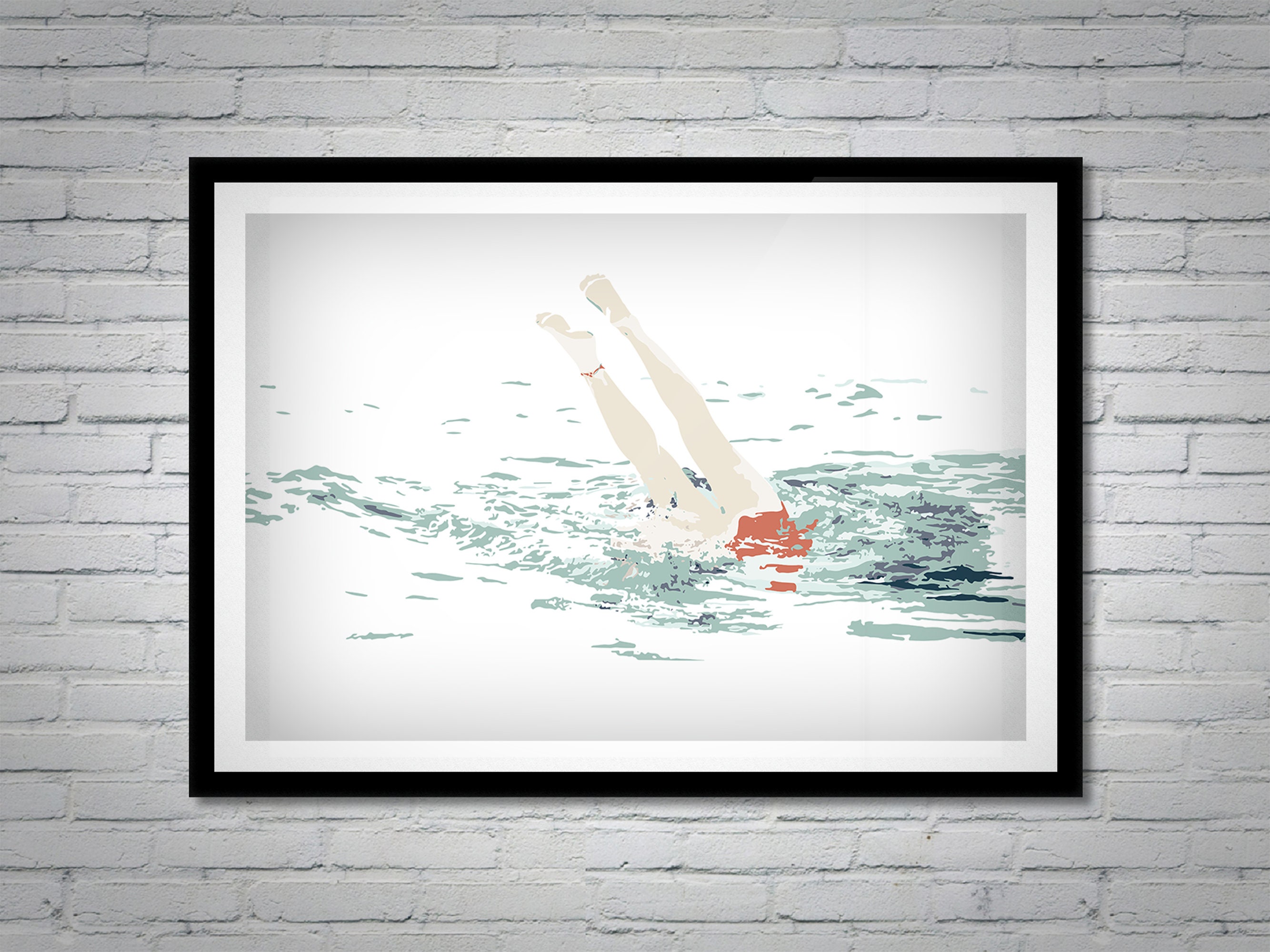 Woman Swimming in Ocean Art Outer Banks NC Poster OBX - Etsy