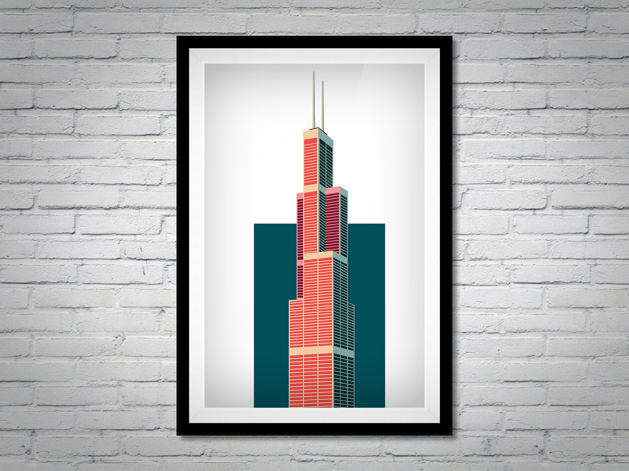 Chicago Skyscraper Willis Tower Print Architecture Poster - Etsy