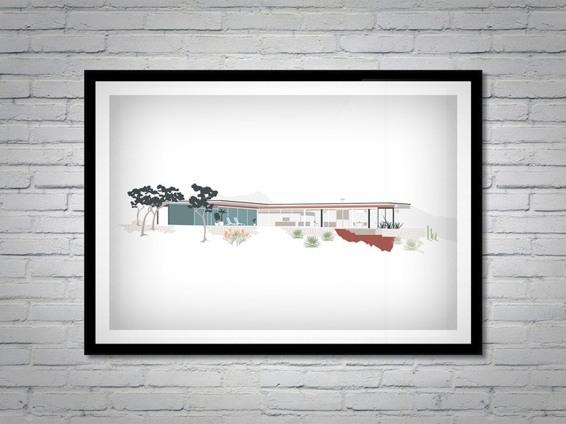 Stahl House Mid Century Modern Architecture Print Pierre - Etsy