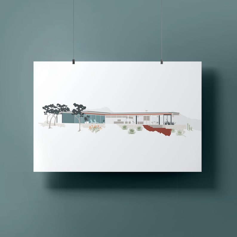 Stahl House Mid Century Modern Architecture Print - Pierre Koenig Case ...
