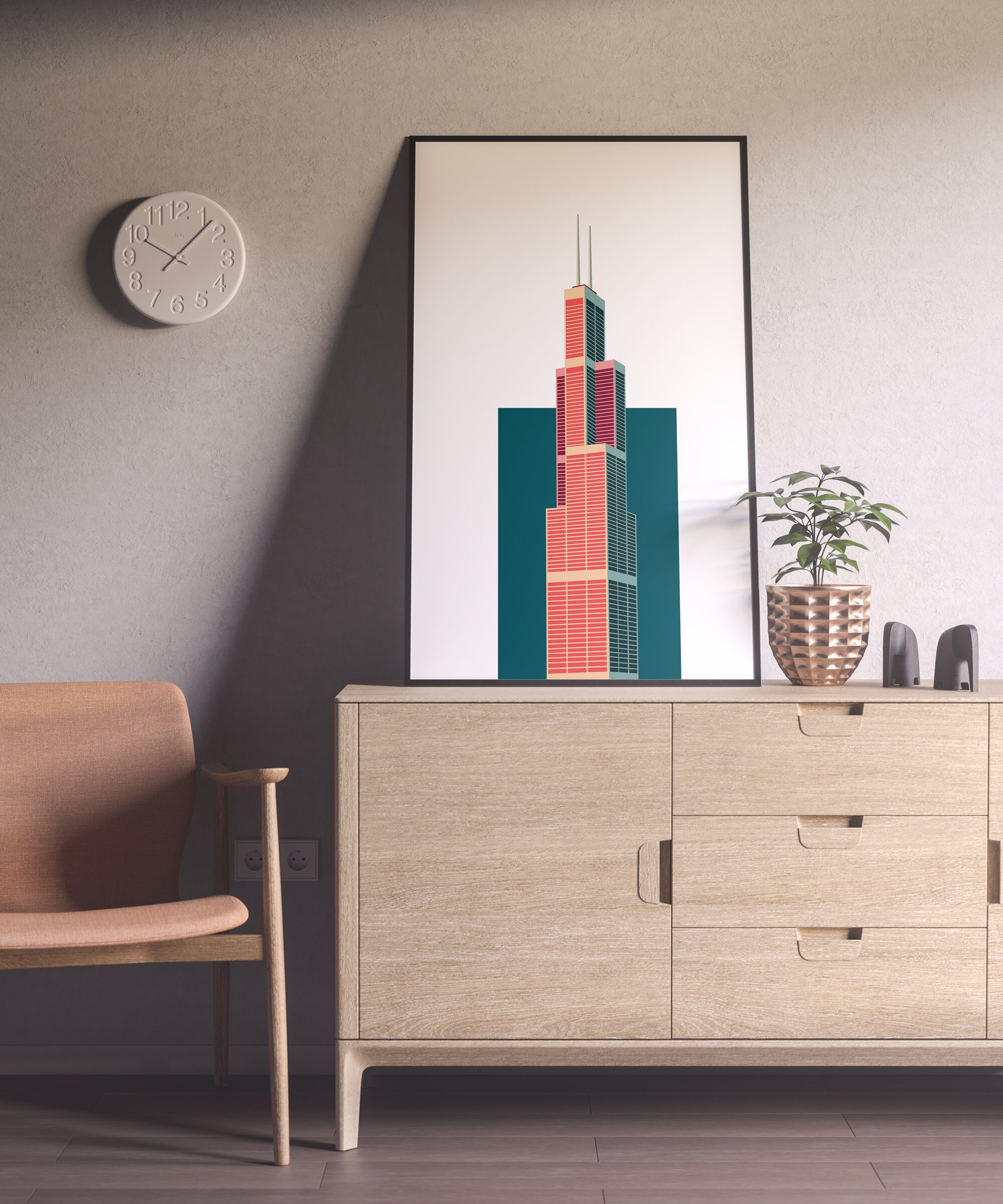 Chicago Skyscraper Willis Tower Print Architecture Poster - Etsy