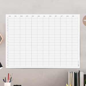 Printable Perpetual Wall Calendar: Minimalist Undated Yearly Planner ...