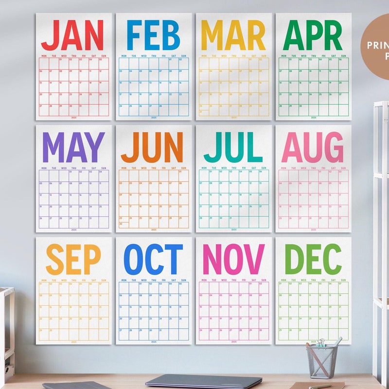 Colorful Calendar - Etsy