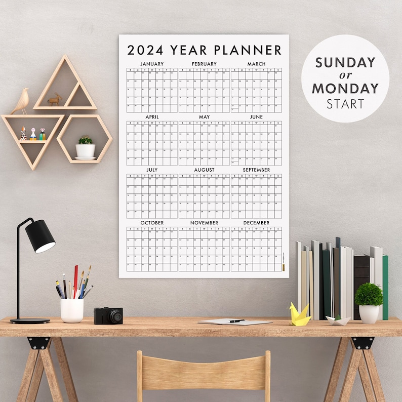 PRINTABLE 2024 Wall Calendar, 2024 Wall Planner, 2024 Year Planner ...