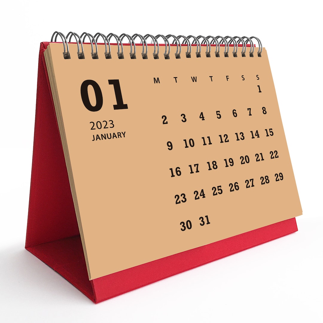 Tan Color Special Paper 2025 Desk Calendar, Red Rigid Triangle Leg ...