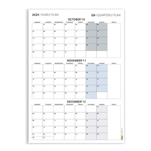 PRINTABLE 2024 Quarterly Wall Calendar Set, 90 Day Planning, Quarterly ...