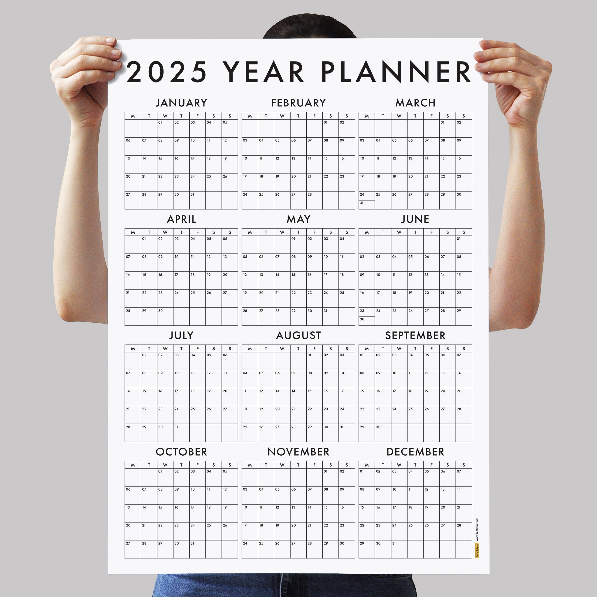 PRINTABLE 2025 Wall Calendar Instant Download 2025 Wall Planner Monthly ...
