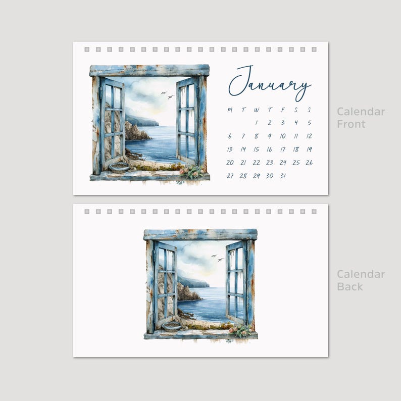 2026 Ocean View Desk Calendar: Watercolor Sea Art Planner - Etsy