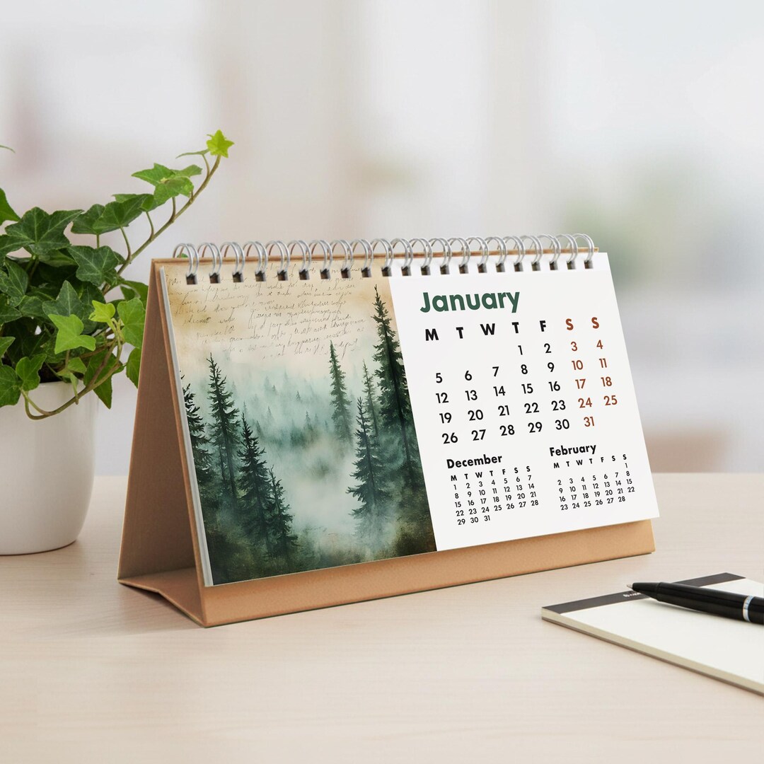2026 Forest Desk Calendar | Woodland Nature Art Calendar | Minimal ...