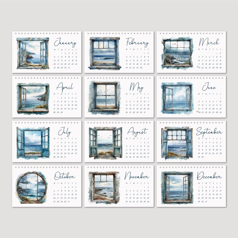 2026 Ocean View Desk Calendar: Watercolor Sea Art Planner - Etsy