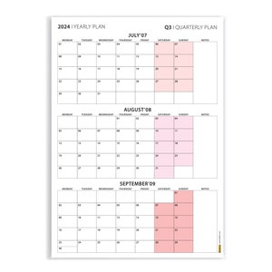 PRINTABLE 2024 Quarterly Wall Calendar Set, 90 Day Planning, Quarterly ...
