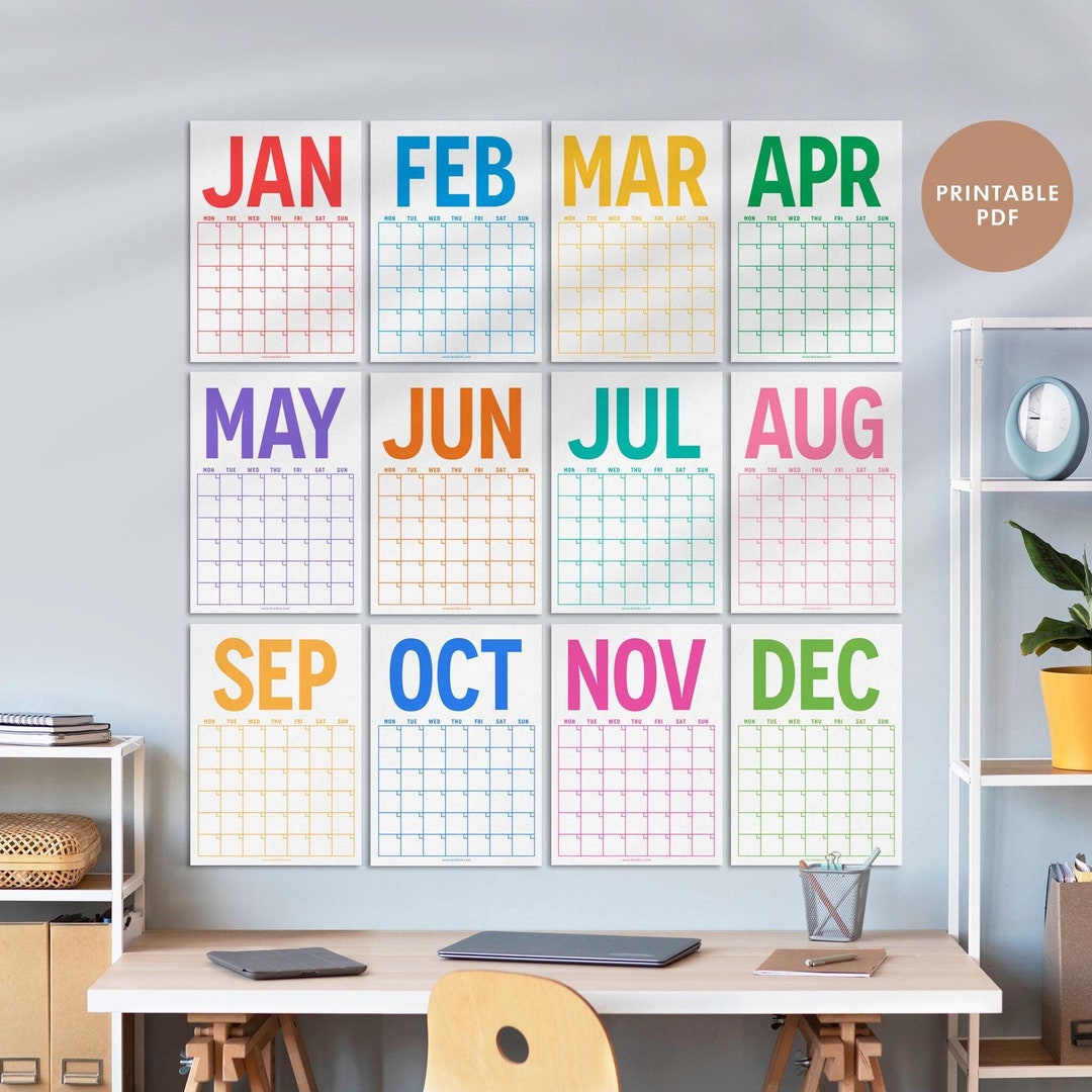 Large Monthly Wall Planner, Undated Wall Planner, Perpetual Calendar ...