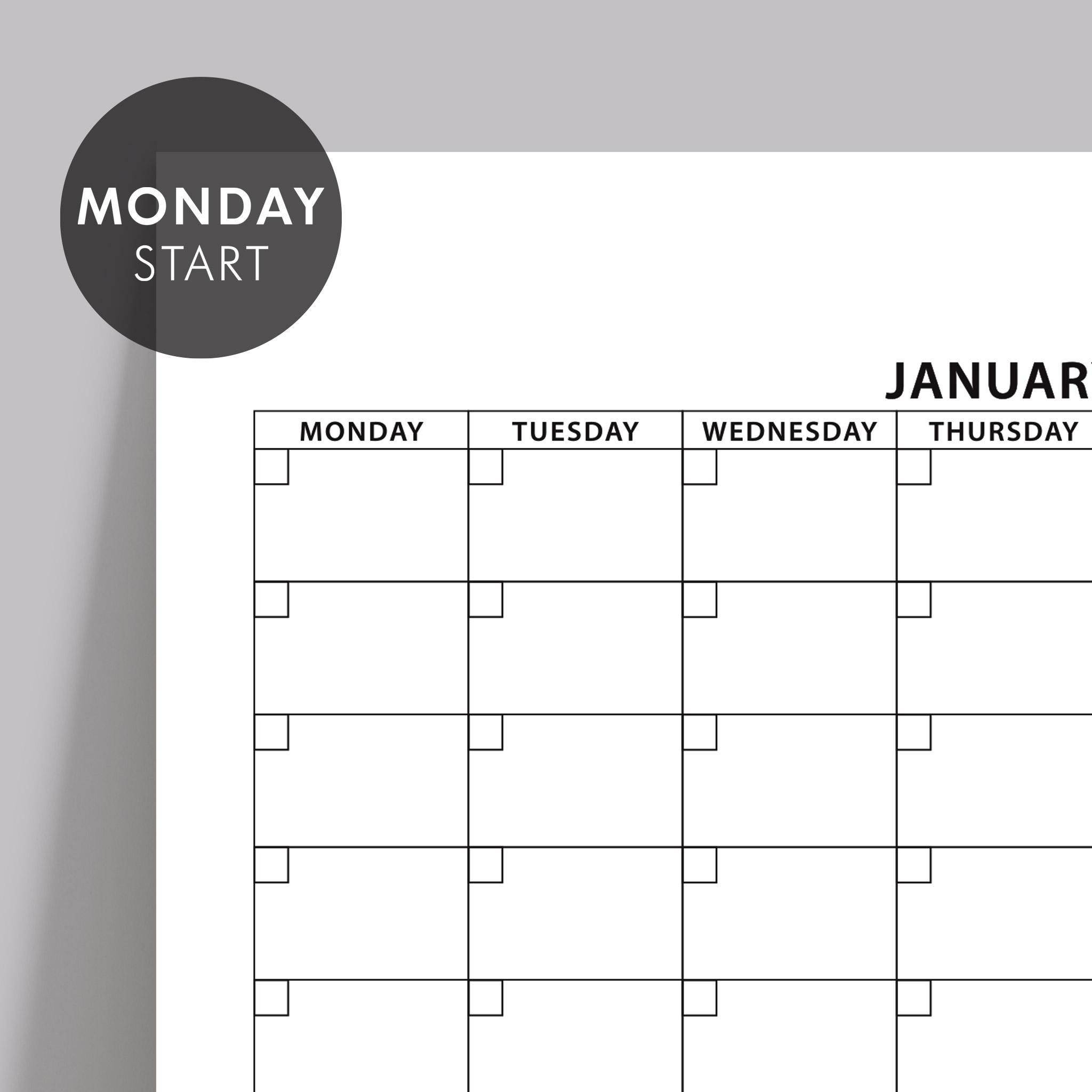 Minimalist Perpetual Wall Calendar: Undated Yearly Planner (printable ...