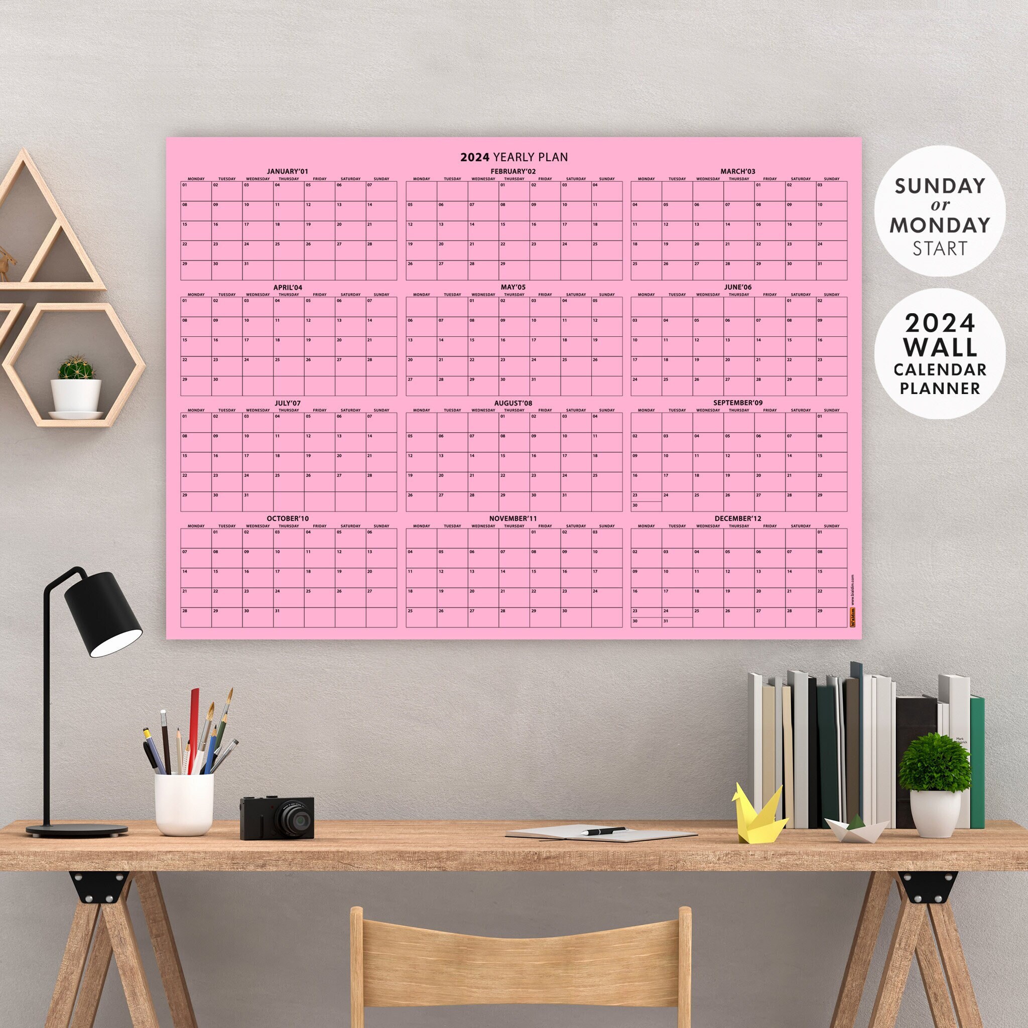 2024 Wall Planner, 2024 Monthly Planner, 2024 Wall Calendar, 2024 Year ...