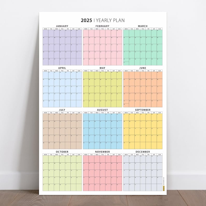 2025 Wall Calendar 2025 Yearly Wall Planner Annual Planner 2025 Monthly ...
