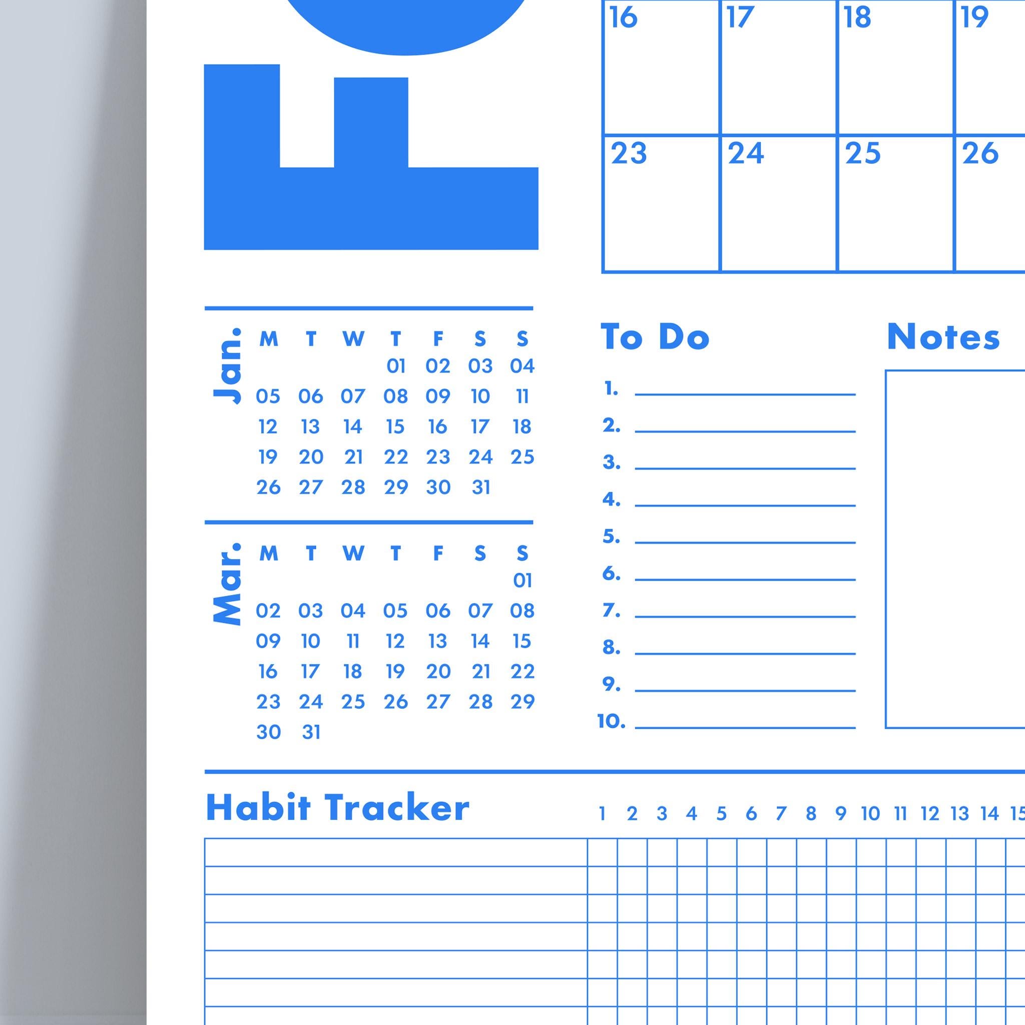 2026 Printable Monthly Wall Calendar | Minimal Modern Trendy Blue ...