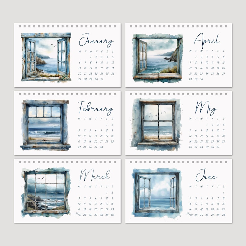 2026 Ocean View Desk Calendar: Watercolor Sea Art Planner - Etsy