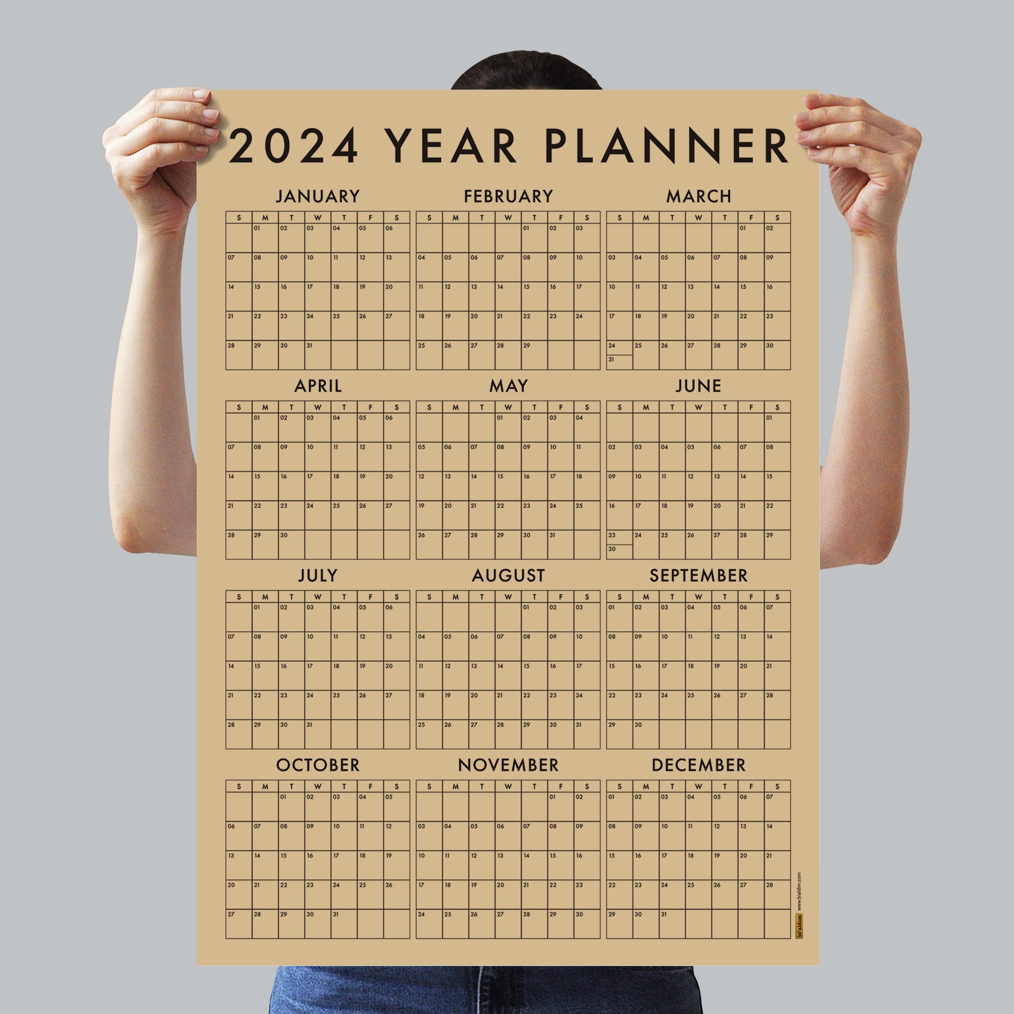 KRAFT Brown Special Paper, 2024 Wall Calendar, Year Wall Planner ...
