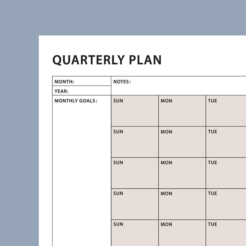 Boho Undated Quarterly Wall Calendar, 3-month Planner - Etsy