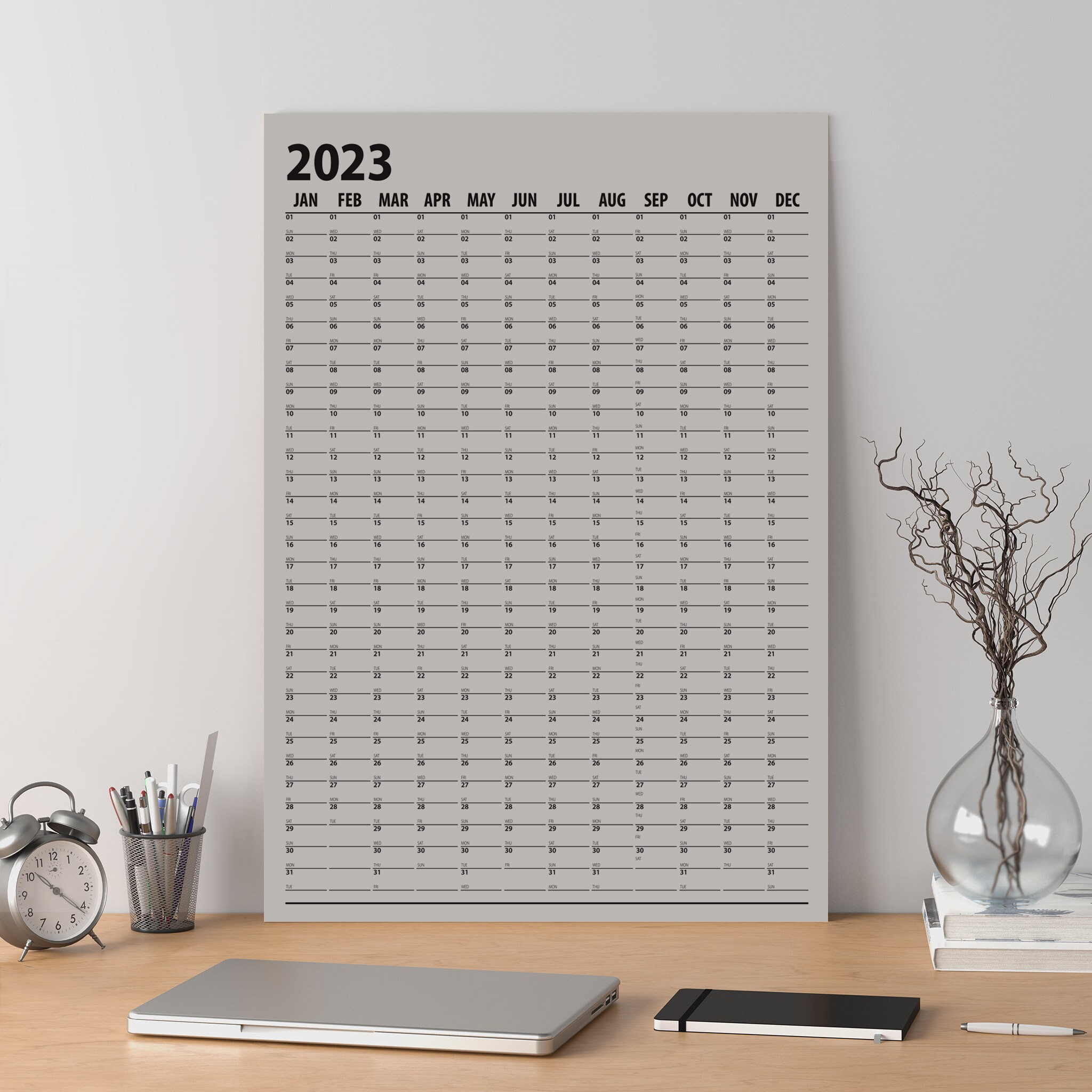 Grey Paper 2023 Yearly Wall Planner 2023 Monthly Planner - Etsy UK