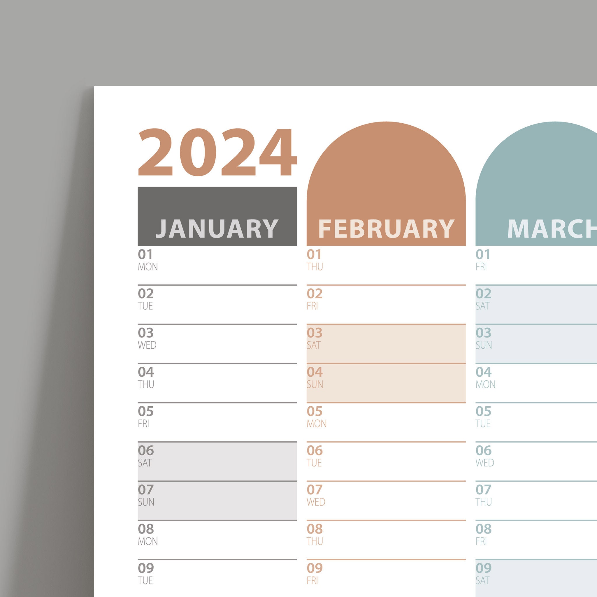 PRINTABLE 2024 Wall Planner Giant Wall Calendar 2024 Year Planner ...