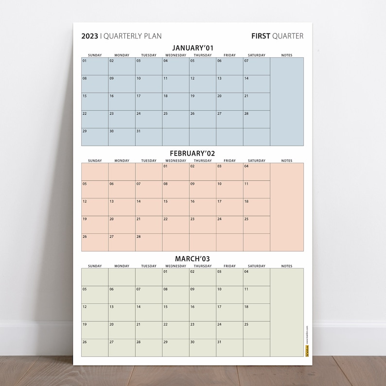 2026 Quarterly Wall Calendar, January-march, Boho Colors (printable) - Etsy